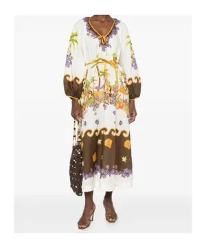 ALEMAIS Printed V-neck Maxi Dress - Cream