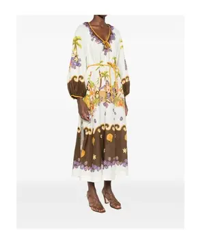 ALEMAIS Printed V-neck Maxi Dress - Cream