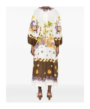 ALEMAIS Printed V-neck Maxi Dress - Cream