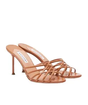 AQUAZZURA Wild Dream Leather Mules - Nude