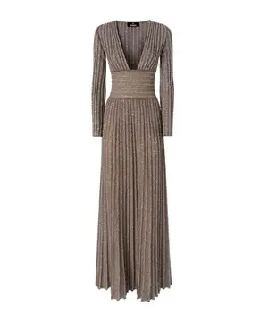 Missoni Long-sleeve Deep Neckline Maxi Dress