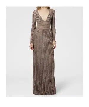 Missoni Long-sleeve Deep Neckline Maxi Dress