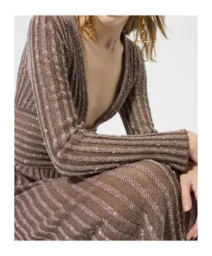 Missoni Long-sleeve Deep Neckline Maxi Dress