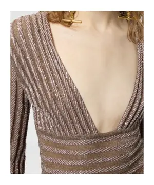Missoni Long-sleeve Deep Neckline Maxi Dress