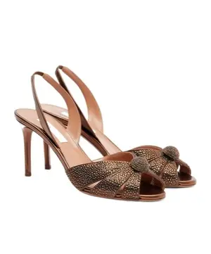 AQUAZZURA Embellished Leather Sandals - Multicolor