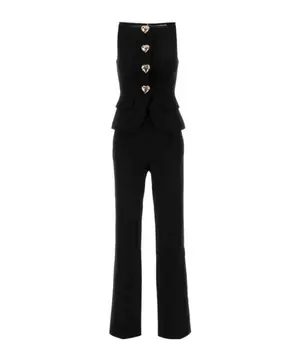 SELF-PORTRAIT Sleeveless Crepe Jumpsuit - Black