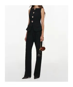SELF-PORTRAIT Sleeveless Crepe Jumpsuit