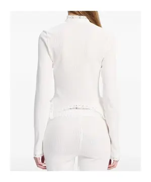 ANN DEMEULEMEESTER Lace-trim Ribbed Top