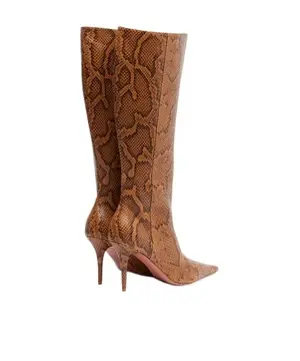 Amina Muaddi Leather Knee-high Boots