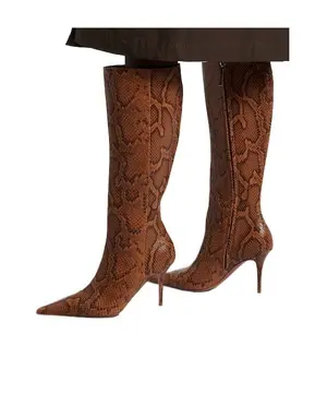 Amina Muaddi Leather Knee-high Boots