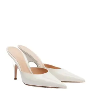 GIANVITO ROSSI Patent Leather Mules - White