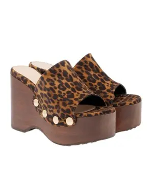 GIANVITO ROSSI Ardéa Leopard-print Suede Wedge Mules - Brown
