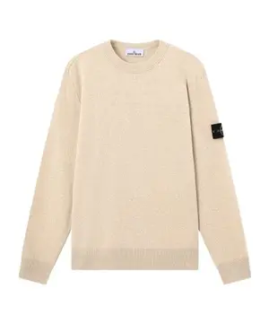 Stone Island Loose-fit Crewneck Jumper With Ribbed Trims - Biscuit Mixing