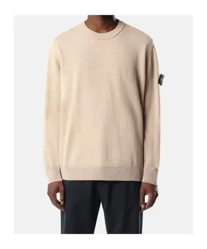 Stone Island Loose-fit Crewneck Jumper With Ribbed Trims - Biscuit Mixing