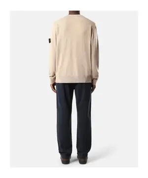 Stone Island Loose-fit Crewneck Jumper With Ribbed Trims - Biscuit Mixing