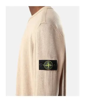 Stone Island Loose-fit Crewneck Jumper With Ribbed Trims - Biscuit Mixing
