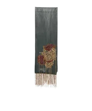 Dries Van Noten Tasseled Silk Scarf - Green