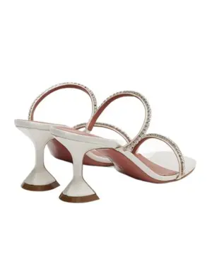 Amina Muaddi Embellished Satin Mules