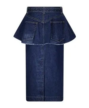 Sacai Belted Peplum Denim Skirt