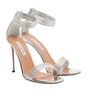 AQUAZZURA Metallic Leather Sandals - Nude