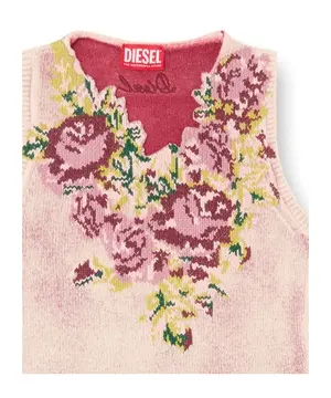 DIESEL® Knit Vest In Floral Wool-blend Knit