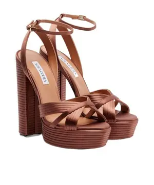 AQUAZZURA Satin Platform Sandals - Brown