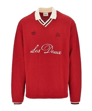 LES DEUX Knit Polo Shirt - Red