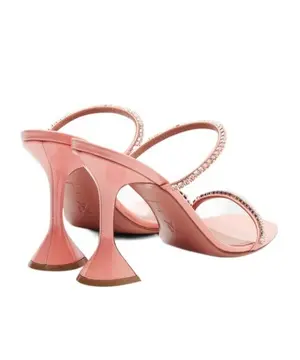 Amina Muaddi Embellished Patent Leather Sandals