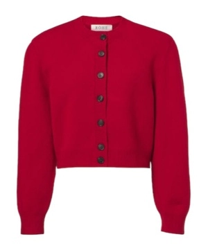 RÓHE Cropped Wool Cardigan - Red
