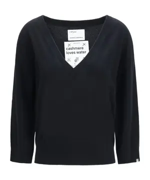 Extreme Cashmere Pearl V-neck Knitted Sweater - Black