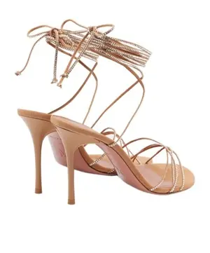 Amina Muaddi Embellished Suede Sandals