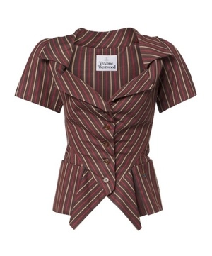 VIVIENNE WESTWOOD Monday Striped Peplum Cotton Top - Red