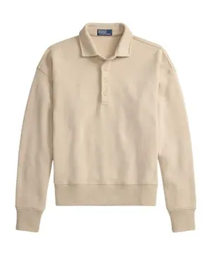 Polo Ralph Lauren Long Sleeved Knitted Polo Shirt - Expedition Dune Heather