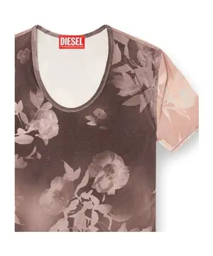 DIESEL® Top In Floral-print Ribbed Jersey