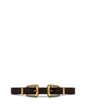 Veronica Beard Suede Double Buckle Belt - Espresso