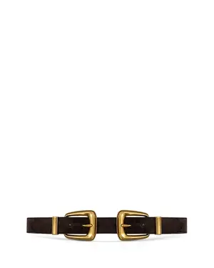 Veronica Beard Suede Double Buckle Belt