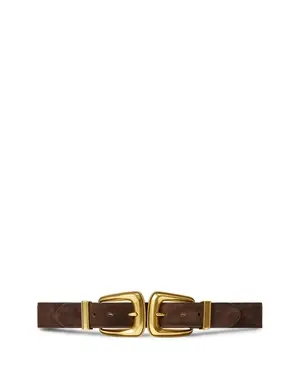 Veronica Beard Suede Double Buckle Belt