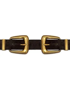 Veronica Beard Suede Double Buckle Belt