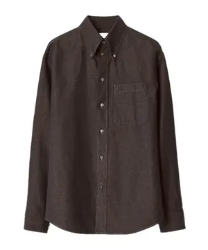 LEMAIRE Button-down Shirt In Linen And Cotton Chambray