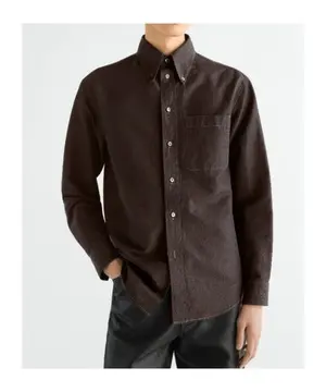 LEMAIRE Button-down Shirt In Linen And Cotton Chambray