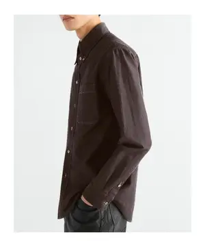 LEMAIRE Button-down Shirt In Linen And Cotton Chambray