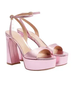 GIANVITO ROSSI Leather Platform Sandals - Pink