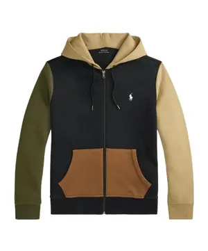 Polo Ralph Lauren Colour-block Logo-embroidered Hoodie - Black/beige/green