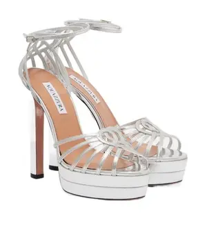 AQUAZZURA Leather Platform Sandals - White