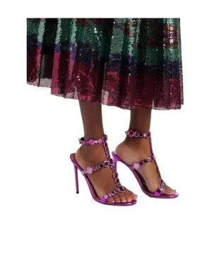 AQUAZZURA Embellished Leather Sandals
