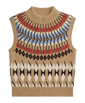 Polo Ralph Lauren Crew-neck Knit Vest - Camel Multi
