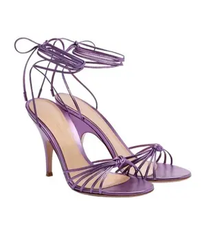 GIANVITO ROSSI Metallic Leather Stiletto Sandals - Purple