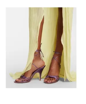 GIANVITO ROSSI Metallic Leather Stiletto Sandals - Purple
