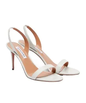 AQUAZZURA Solid Color Leather Sandals - Nude