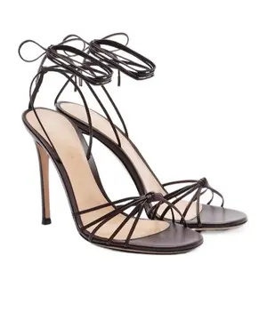 GIANVITO ROSSI Solid Leather Slingback Sandals - Black